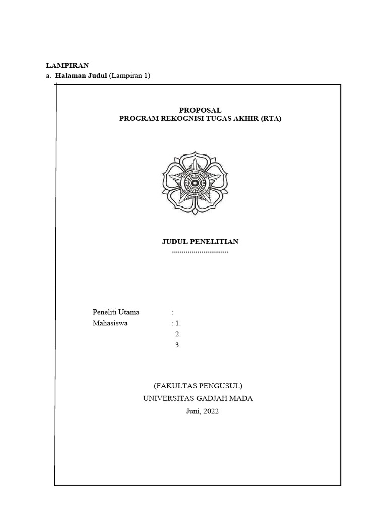 Format Proposal Program Rekognisi Tugas Akhir Batch II Tahun 2022 Word | PDF | Komputer