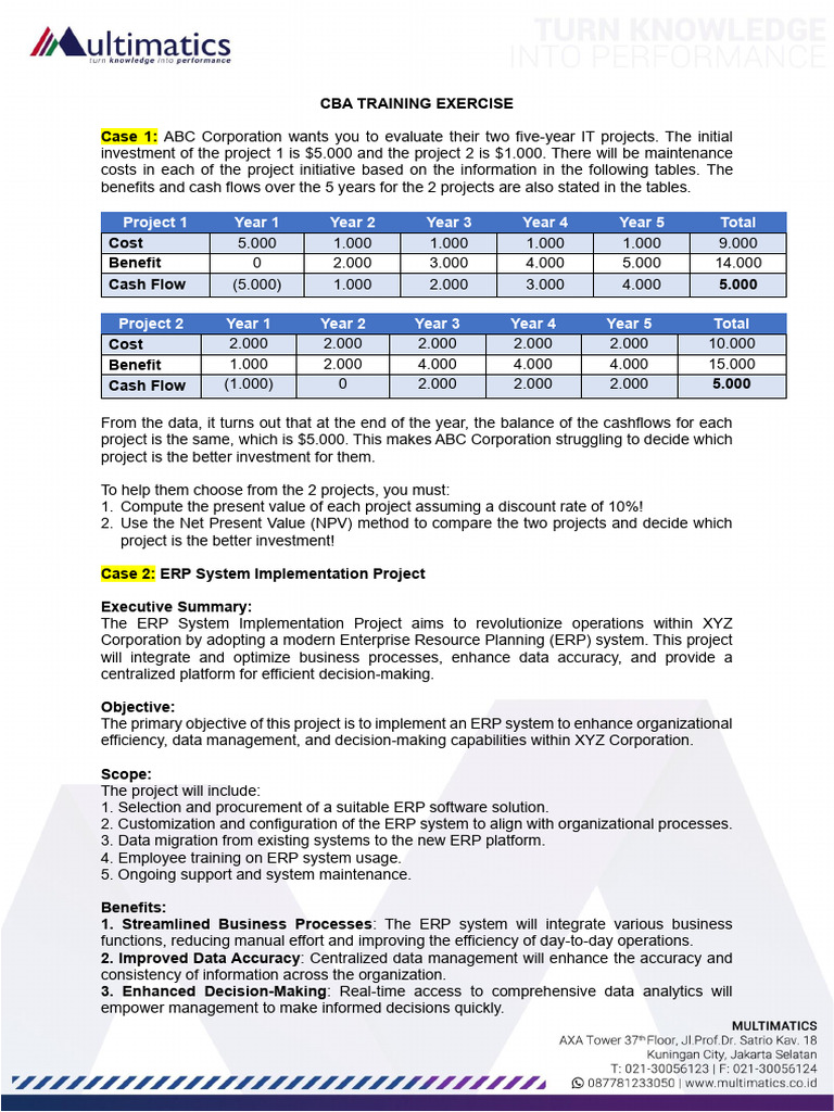 CBA Training Exercise - Student | PDF | Point Of Sale | Voice Over Ip