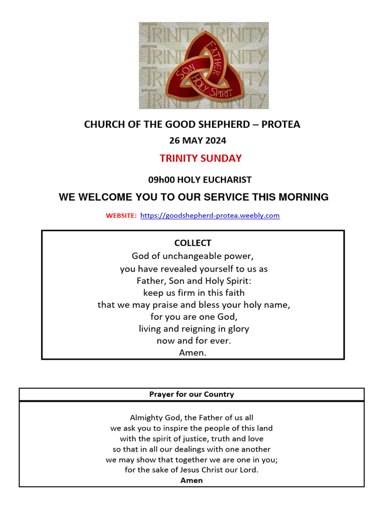 Pew Leaflet - Trinity Sunday - 26 May 2024 Email | PDF | God The Father ...