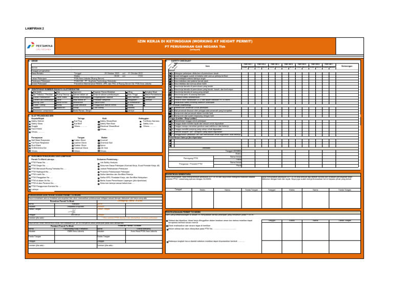 Form Ijin Kerja Ketinggian PGN Area Jakarta | PDF