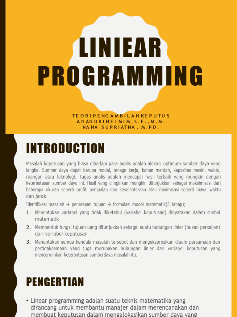 Materi Linear Programming | PDF | Bisnis | Metode & Bahan Ajar