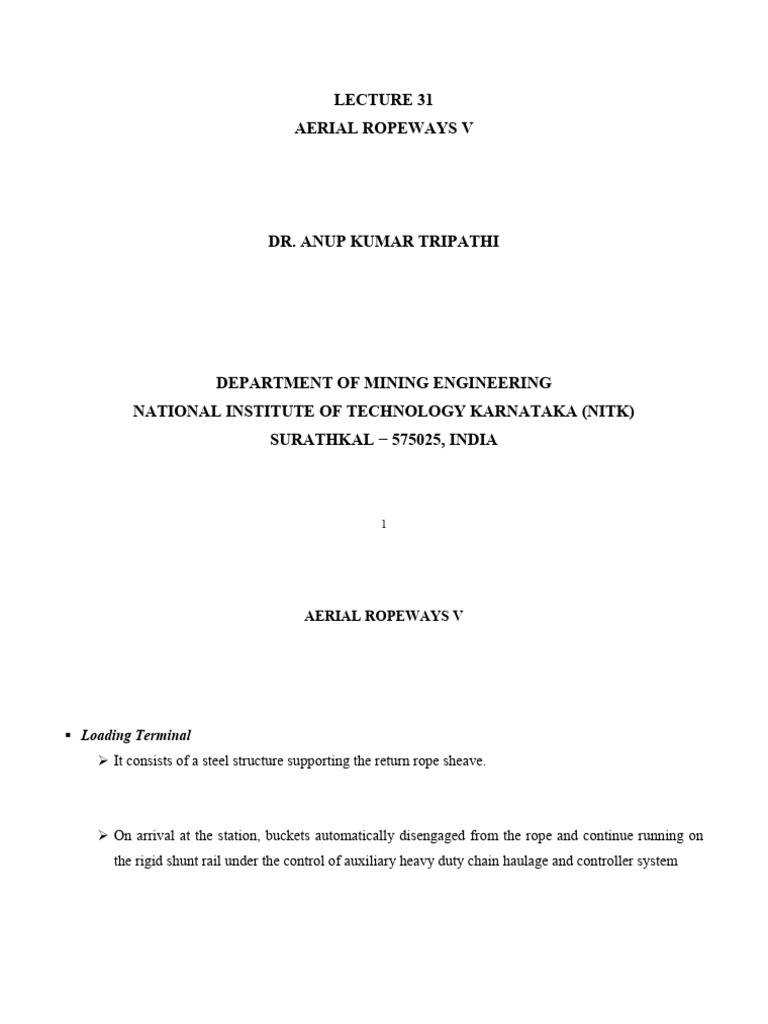 Lecture 31 - Aerial Ropeways V | PDF | Gear | Mechanical Engineering