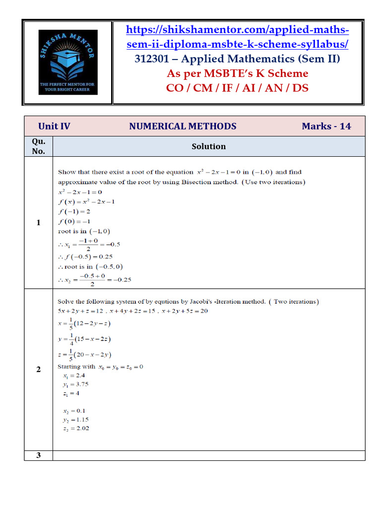 Numerical Methods in Applied Maths | PDF | Computational Science | Algorithms And Data Structures