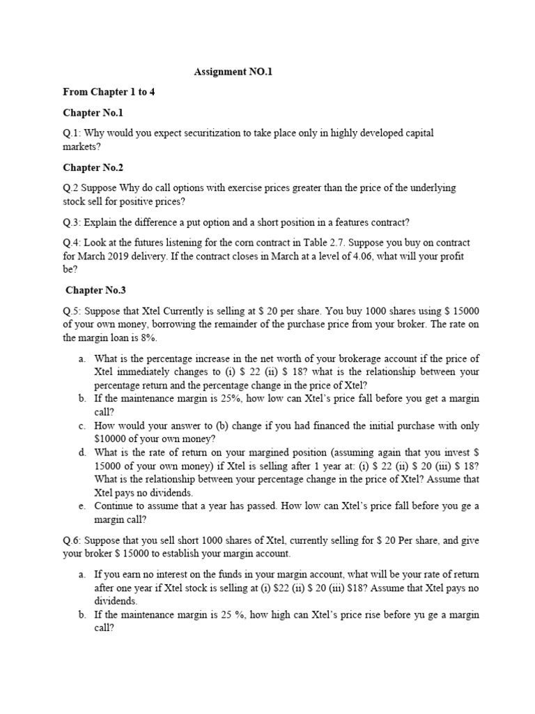 Assignment NO 1 | PDF | Margin (Finance) | Dividend