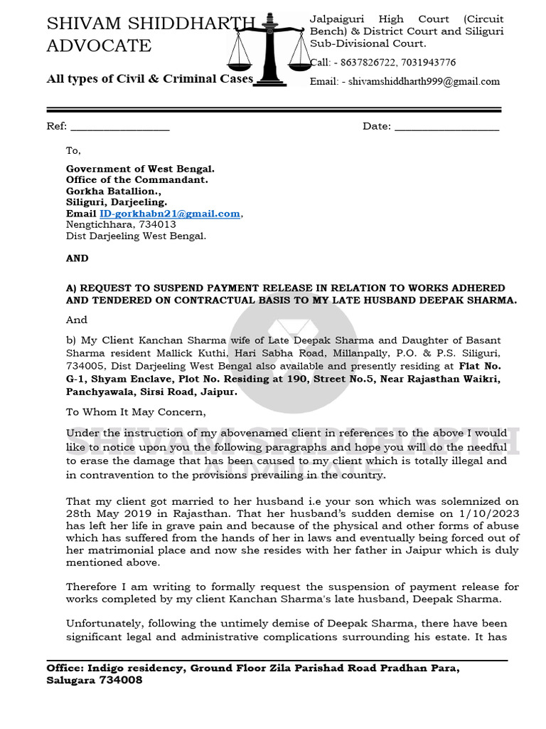 Basant Ji To Gorkha For Stop Payment | PDF | Justice | Crime & Violence