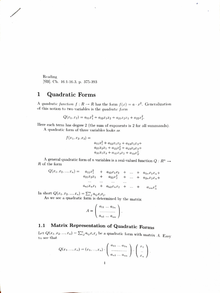 Quadratic Forms | PDF | Matrix Theory | Mathematical Concepts