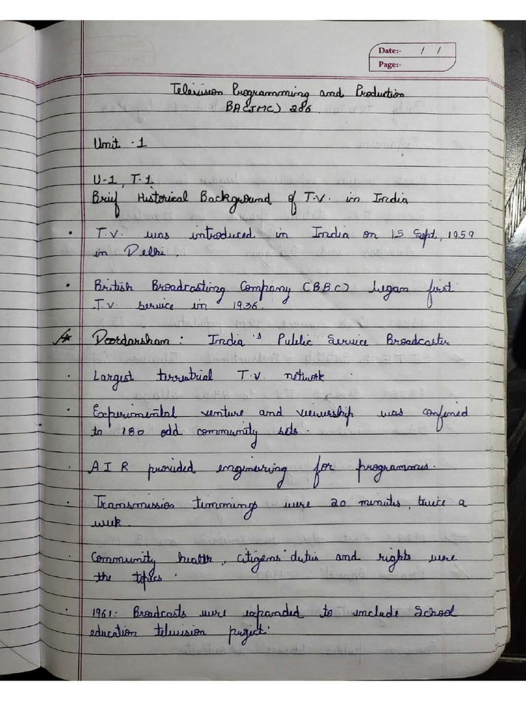 Television Programming and Production Notes BA (JMC) 206 | PDF