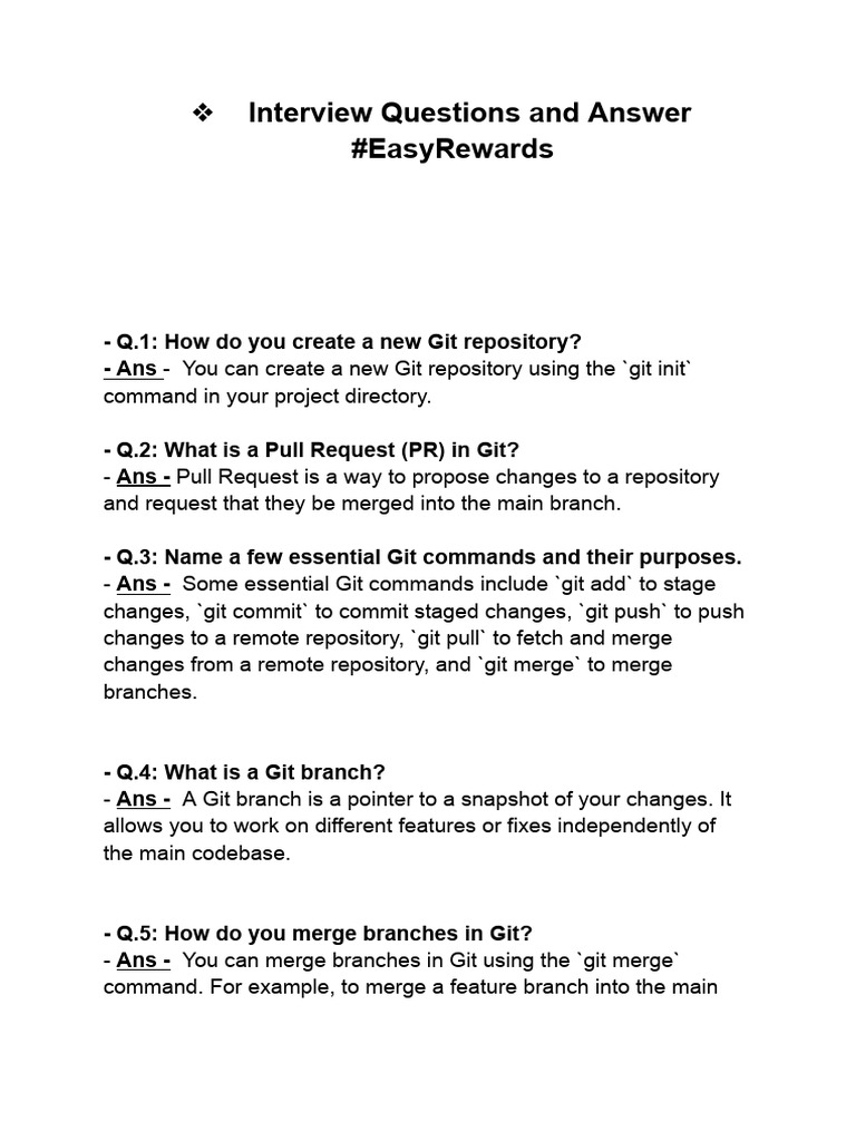 Interview Questions and Answer #EasyRewards | PDF | Html Element | Html