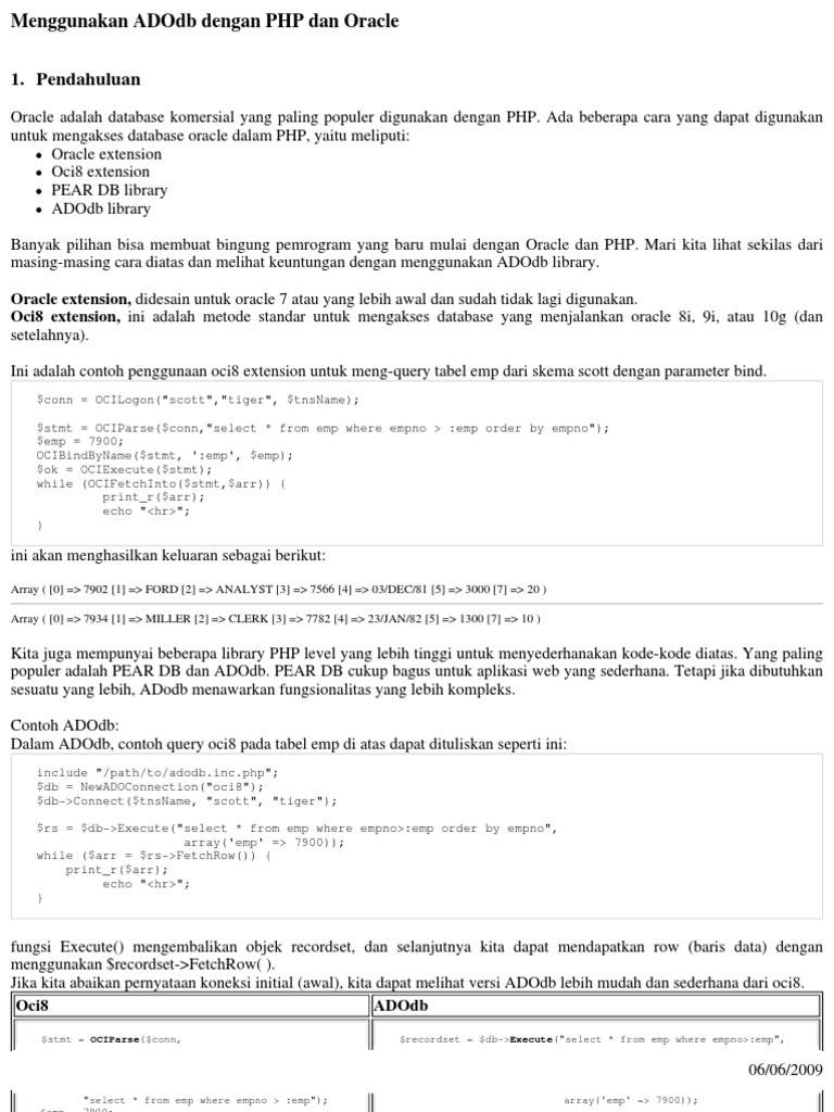 Materi Adodb Php Oracle Pdf
