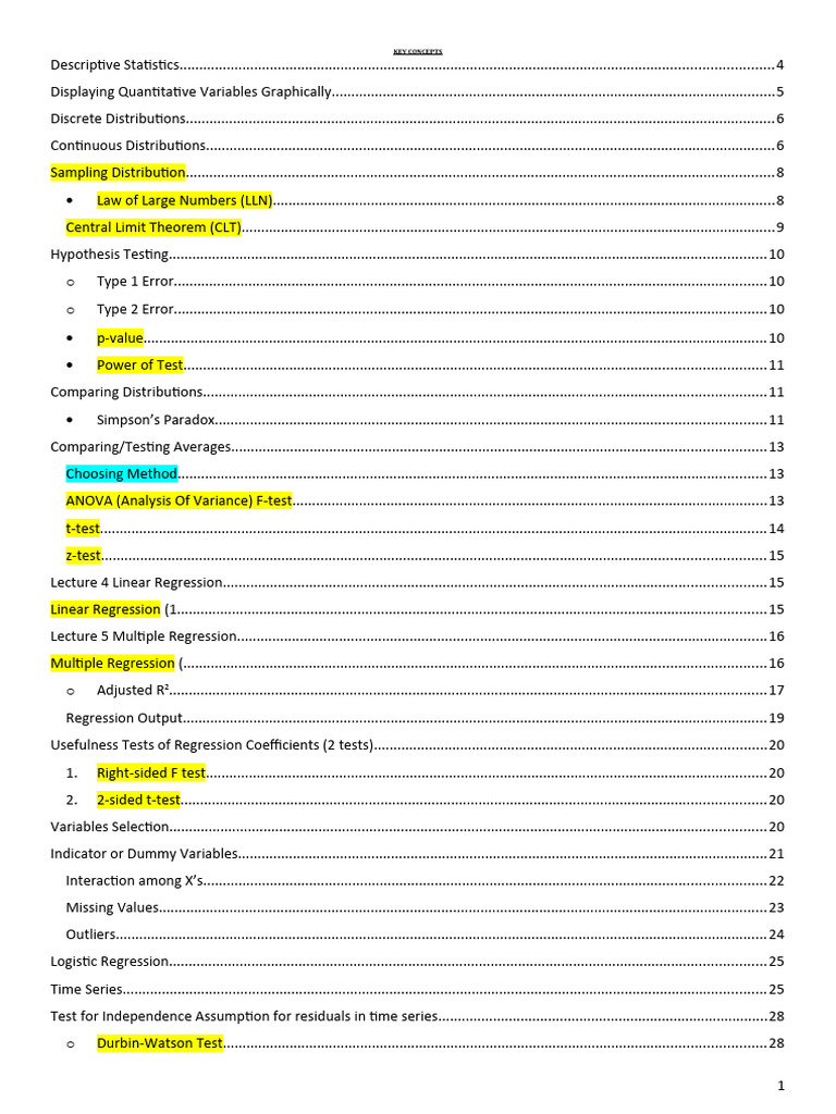 Master Cheatsheet1 | PDF | Standard Deviation | Type I And Type Ii Errors