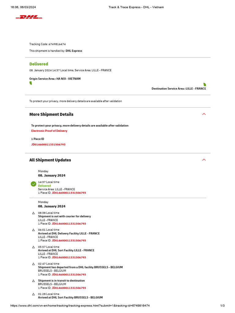 2024 - DHL Tracking | PDF | Courier