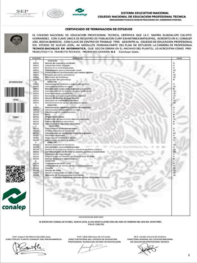 Certificado de Terminación CONALEP | PDF | México | Escuelas