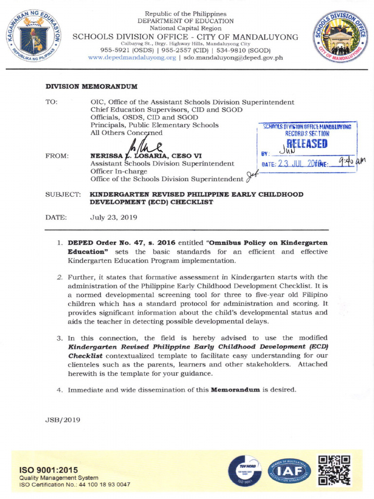 19-07-86. Kindergarten Revised Philippine Early Childhood Development ...
