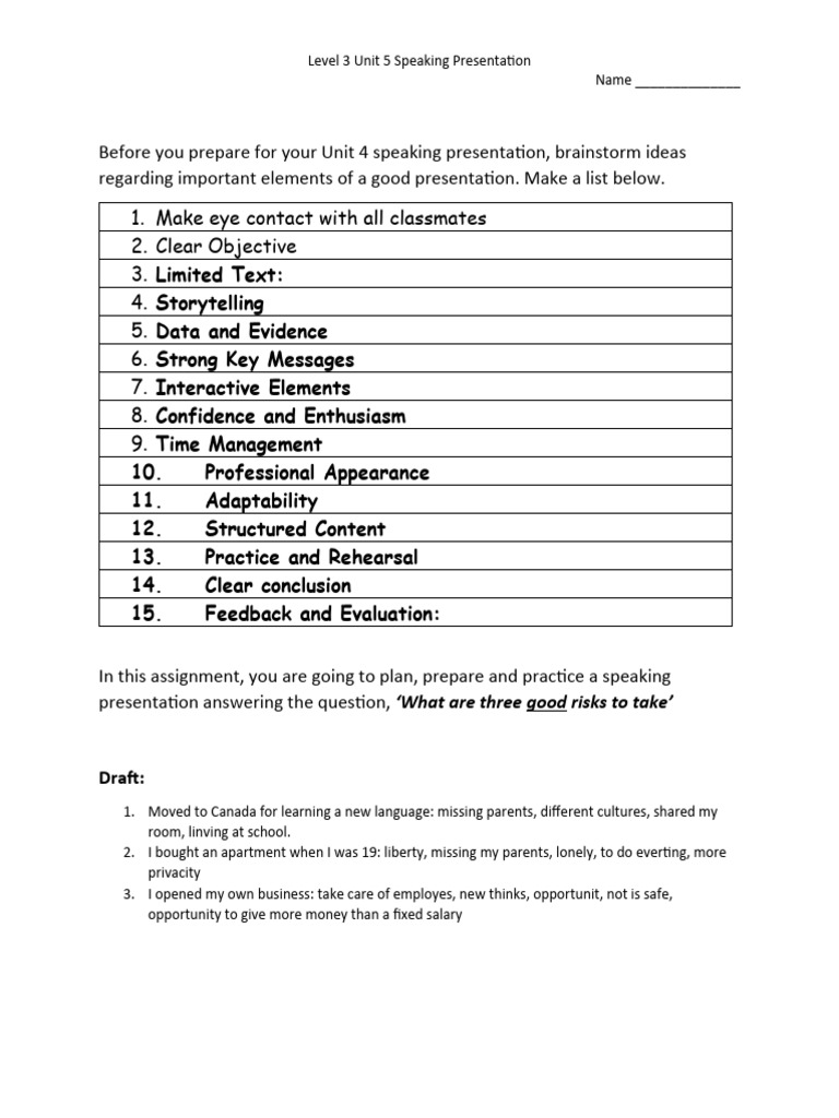 Level 3 Unit 5 Speaking Test Pdf Nonverbal Communication Human