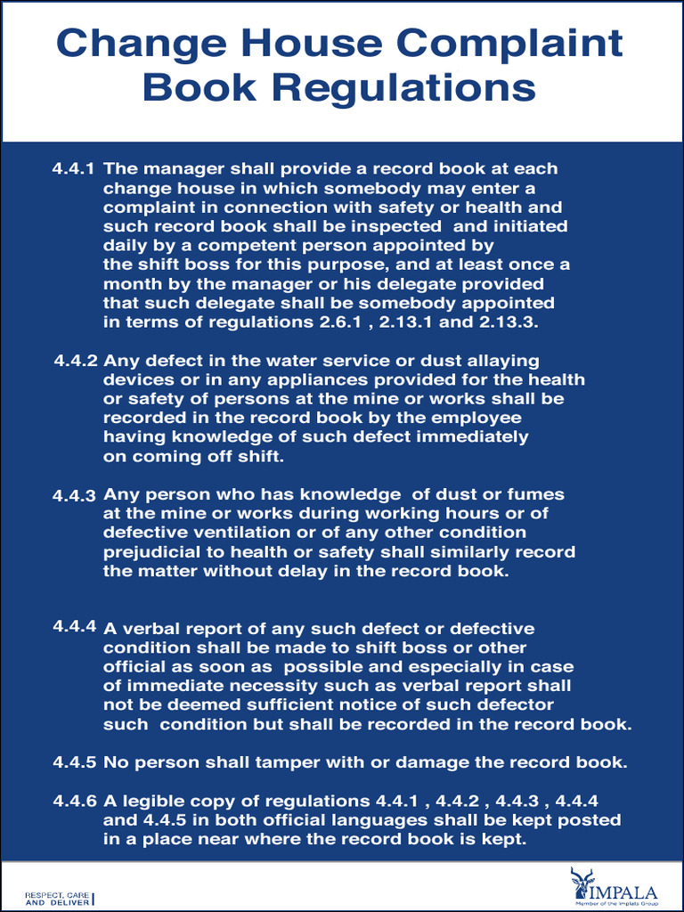 Change House Complaint Book Regulations | PDF