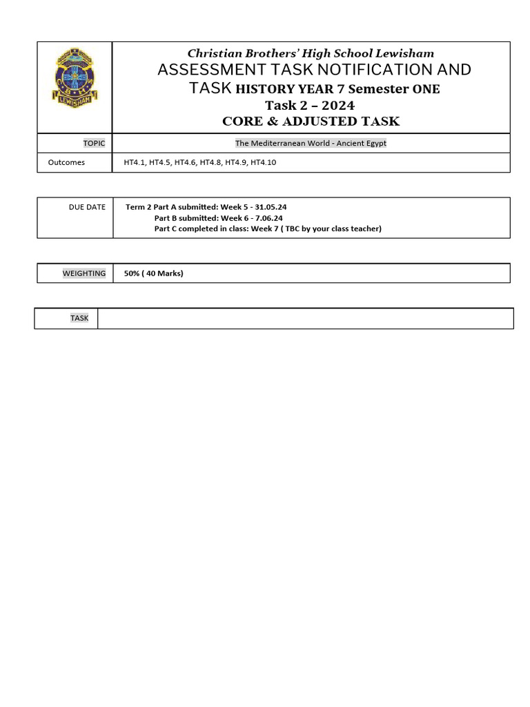 Year 7 History Assessment Task 2 Notification | PDF | Mummy | Ancient Egypt