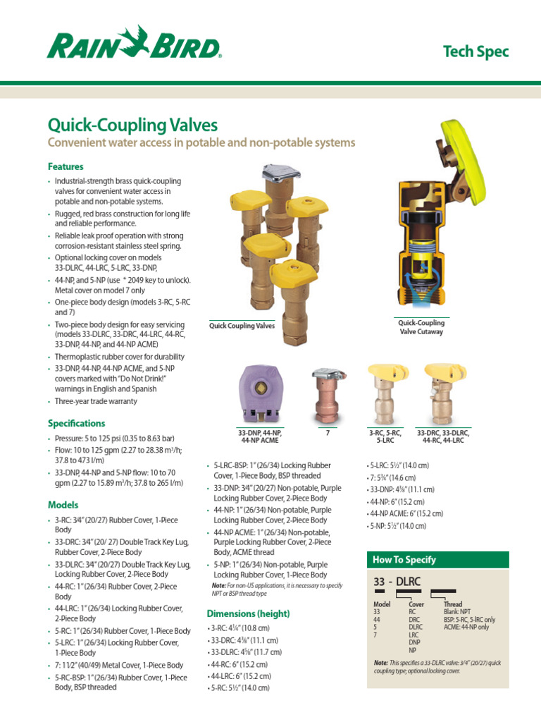 Industrial Quick Coupling Valves Guide | PDF | Valve | Plumbing