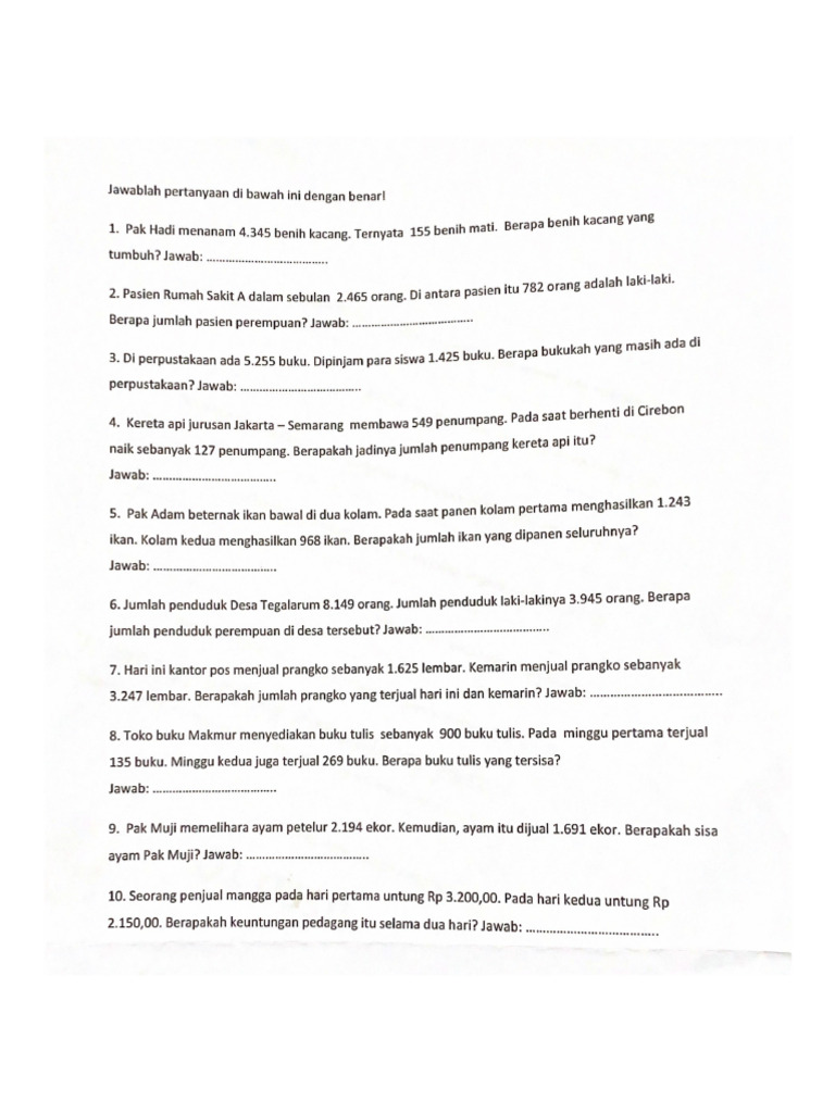 Jawablah Pertanyaan Di Bawah Ini Dengan Benar! | PDF