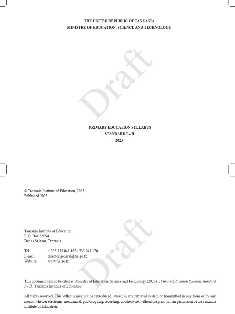 Primary Education Syllabus Standard I-II | PDF | Consonant | Human ...
