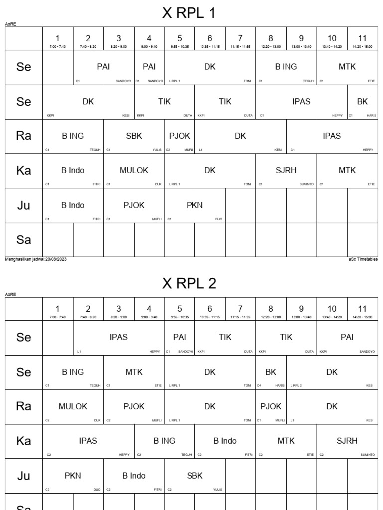 Jadwal Anbk RPL | PDF