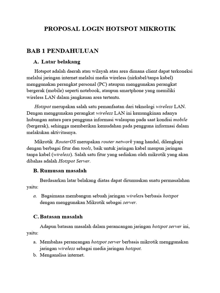 Proposal Login Hotspot Mikrotik Reva Dan Piah | PDF