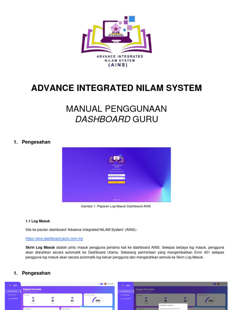Manual Penggunaan Dashboard AINS | PDF