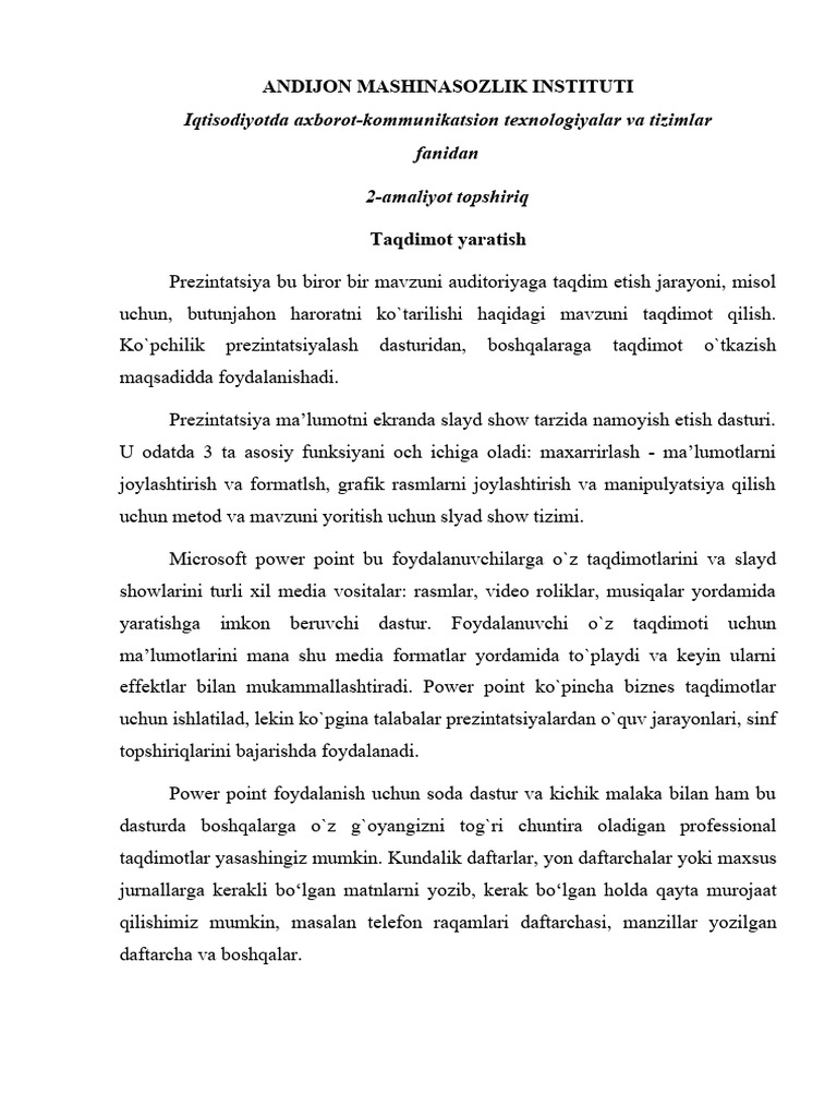 IAT 2-Amaliyot Ishi | PDF