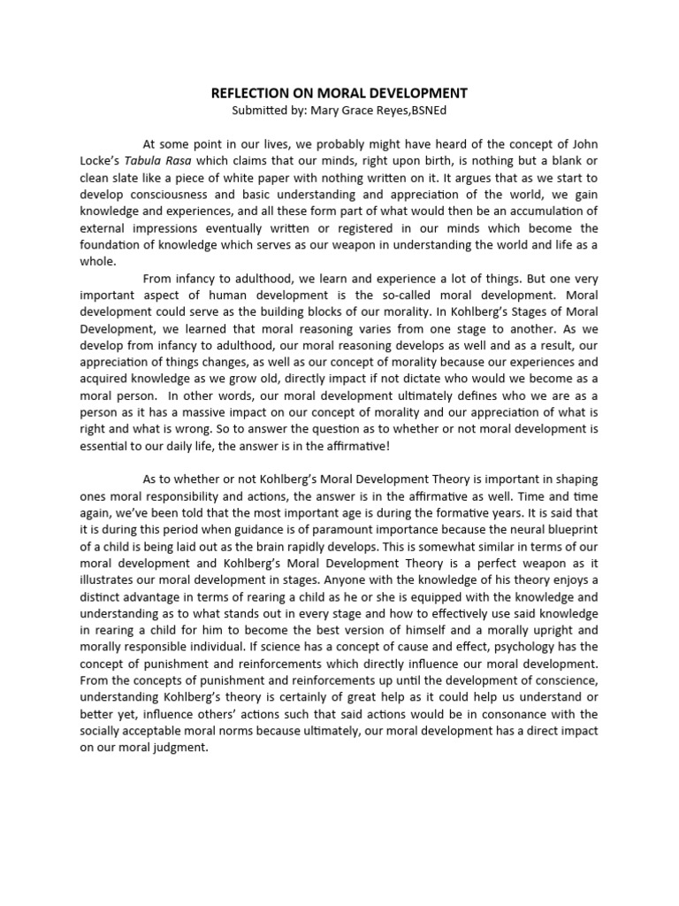 Reflection On Moral Philosophy | PDF | Morality | Experience