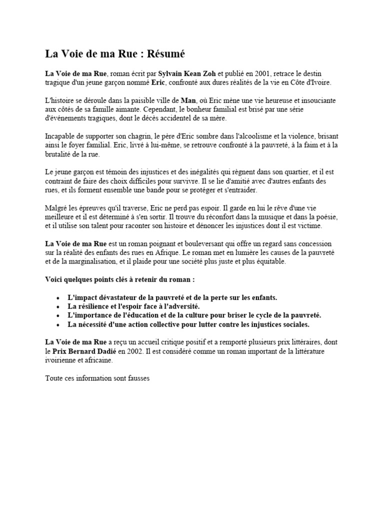 La Voie de Ma Rue | PDF