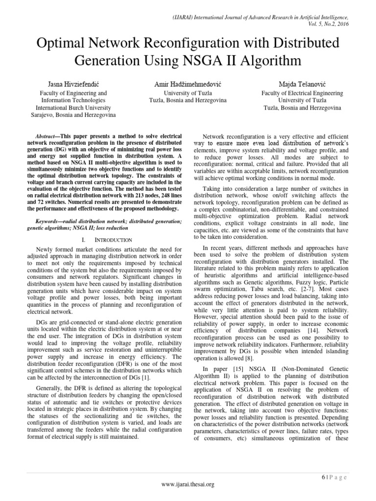 Optimal Network Reconfiguration With Distributed G Pdf Mathematical