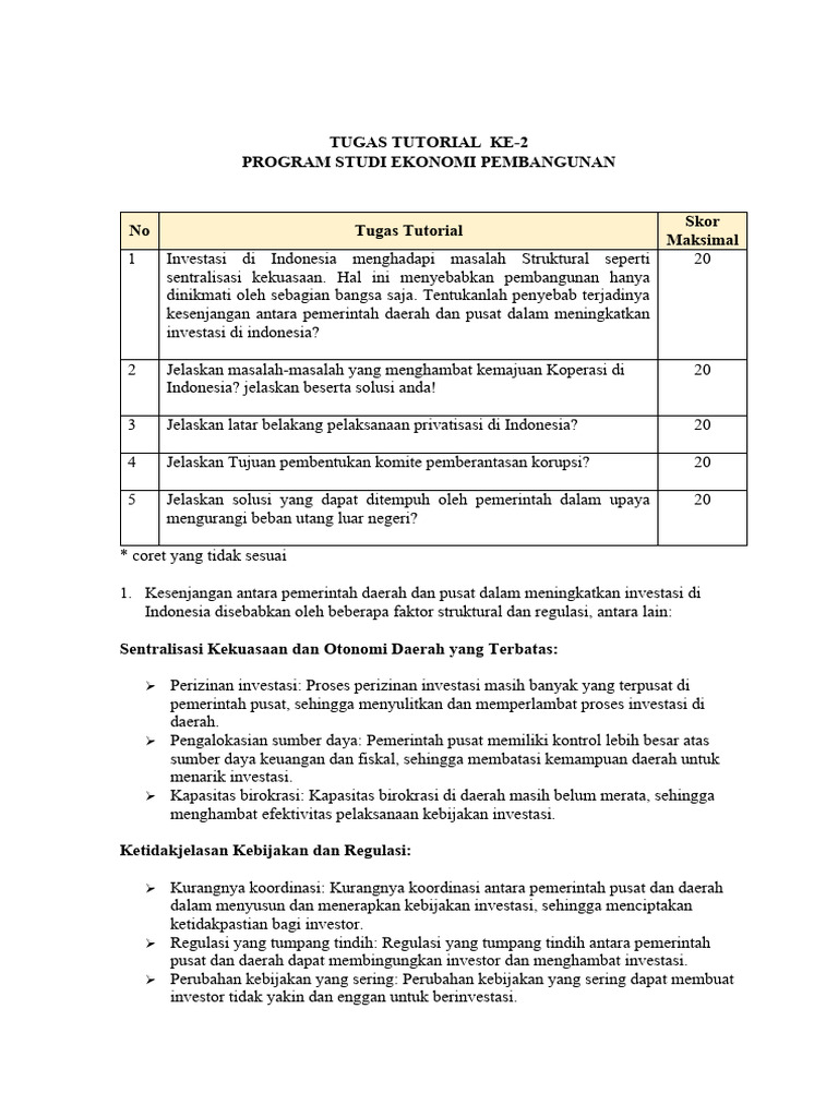 Tantangan Investasi dan Koperasi Indonesia | PDF