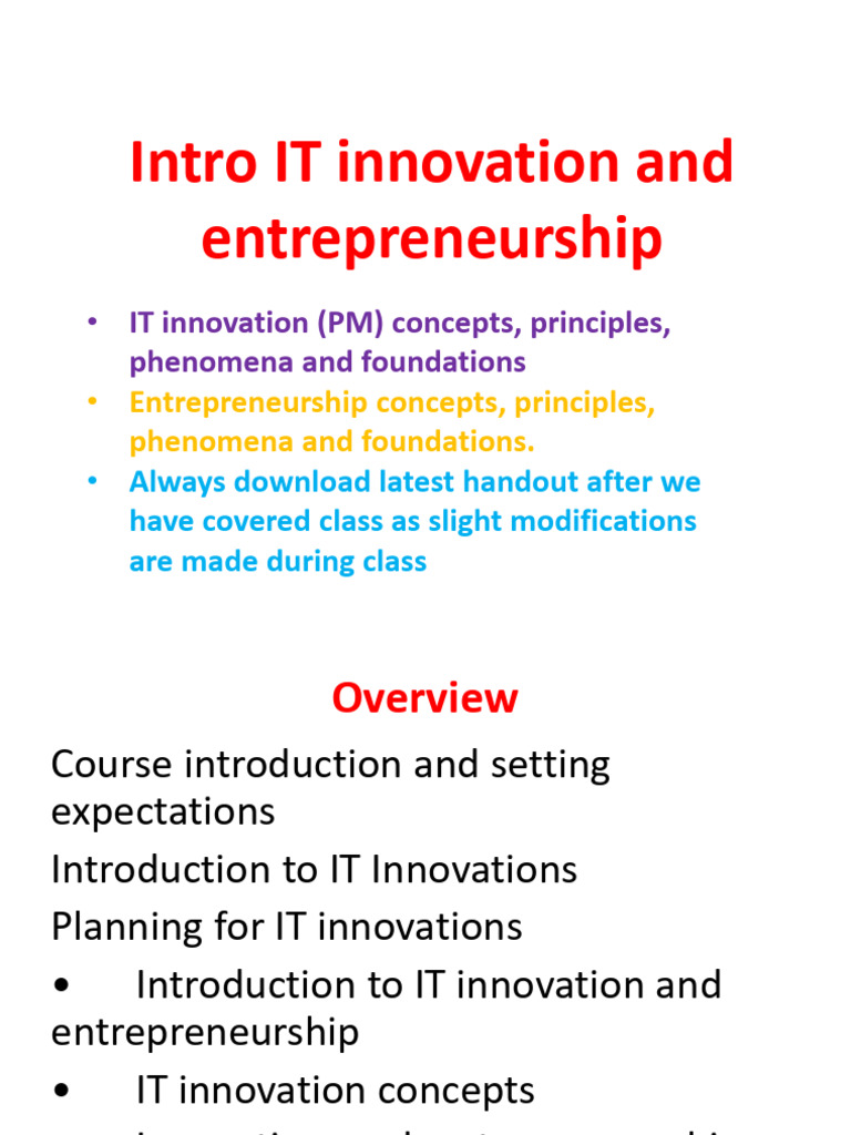 Handout 1 CF Intro IT Innovation and Entrepreneurship | PDF ...