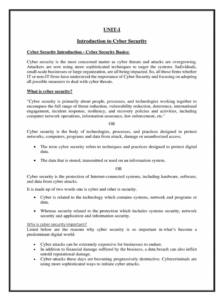 Cyber Security Unit-1,2,3 | PDF