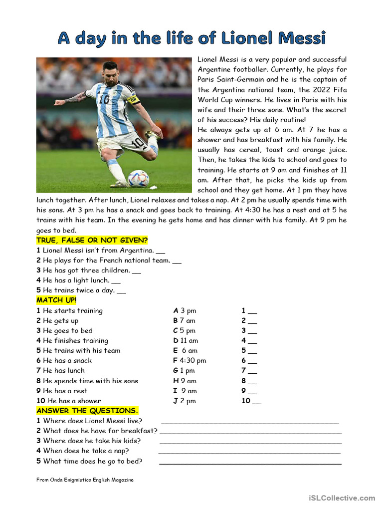 Easy Reading - Lionel Messi | PDF | Lionel Messi | Lunch