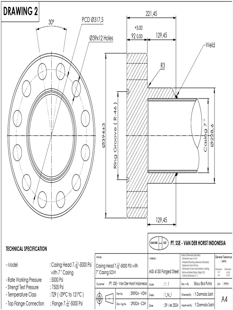 Casing Head 7.1 Technical Drawing | PDF | Mechanical Engineering ...