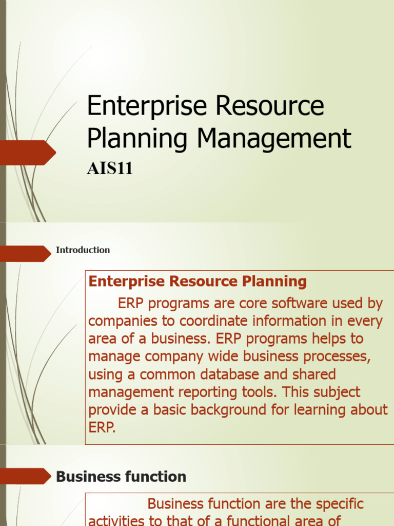 Enterprise Resource Planning Management | PDF | Enterprise Resource Planning | Sales