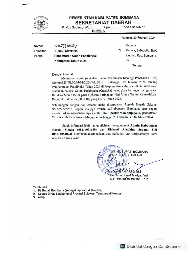 Surat Untuk Sekolah - Paskibraka | PDF