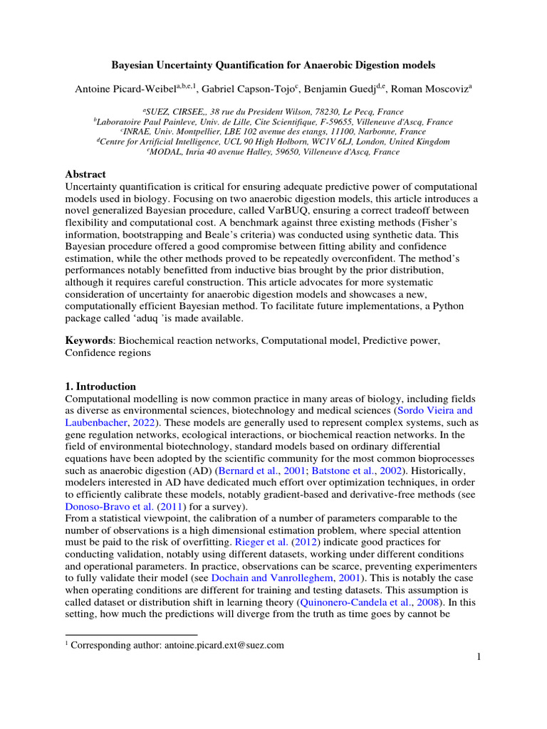 Bayesian Uncertainty Quantification For Anaerobic Digestion Models | Download Free PDF ...