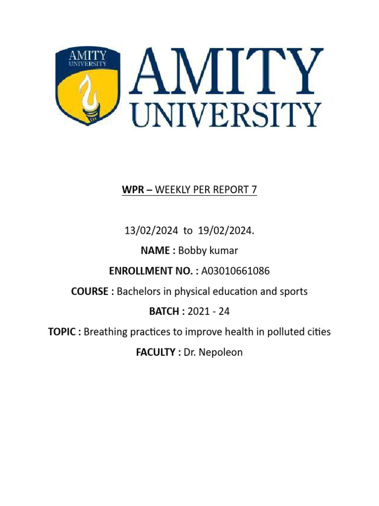 WPR - Weekly Per Report 7 | PDF | Career & Growth | Wellness