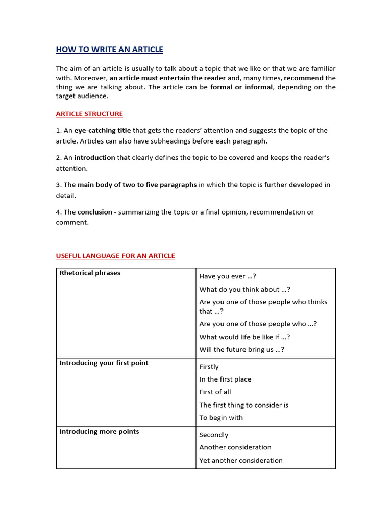 C1 1 How To Write An Article PDF Human Communication