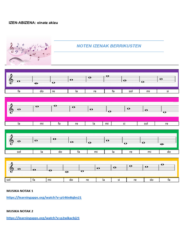 (Template) 0. Noten Izenak Berrikusten | PDF