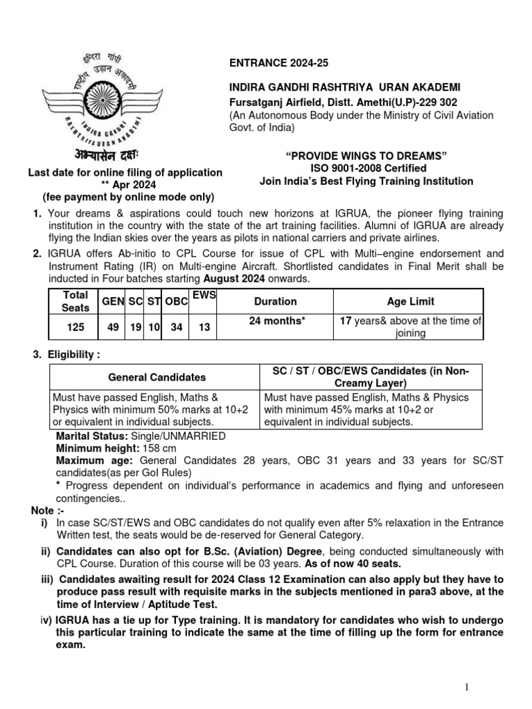 Draft Advt 2024 IGRUA ENT | PDF