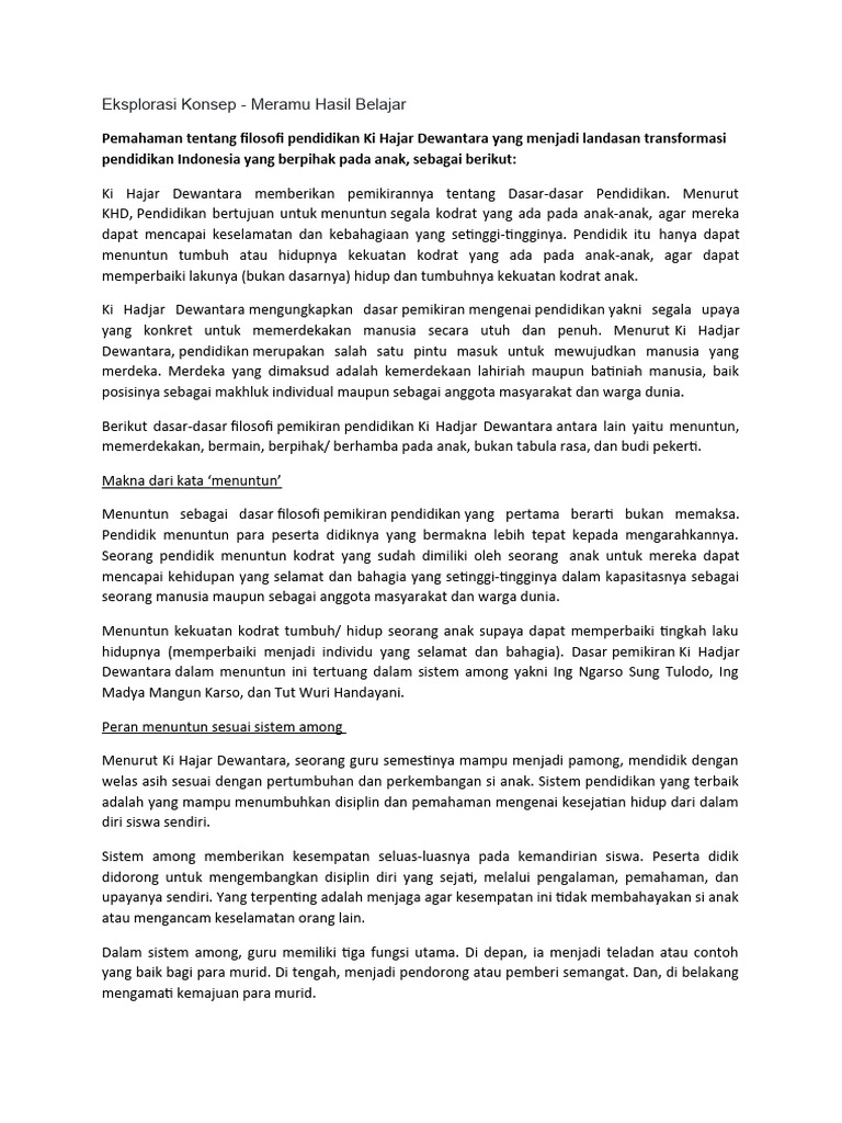 Eksplorasi Konsep - Meramu Hasil Belajar Filosofi KHD | PDF | Karier & Perkembangan