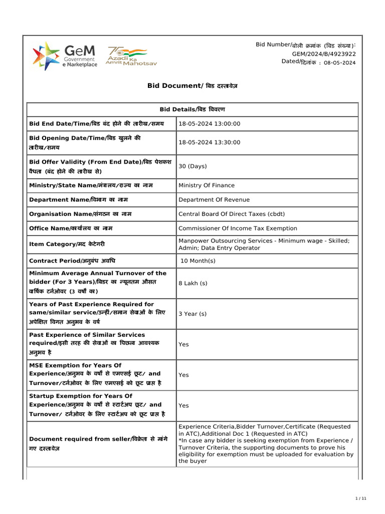 Bid Document | PDF | Employment | Procurement