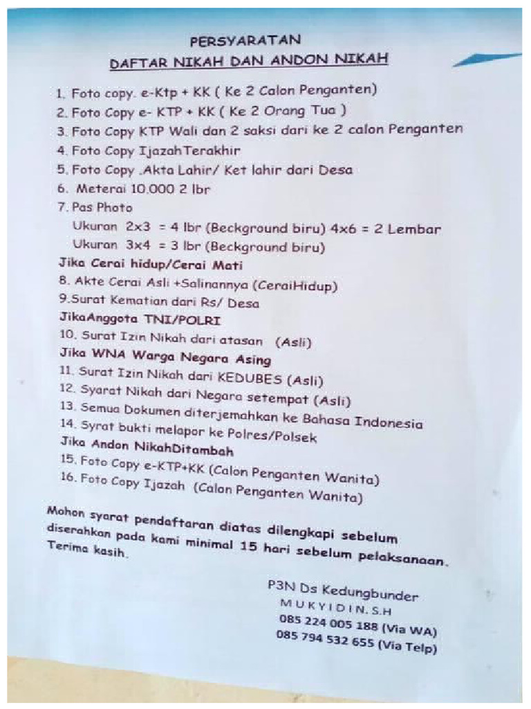 Persyaratan Andon Kawin | PDF