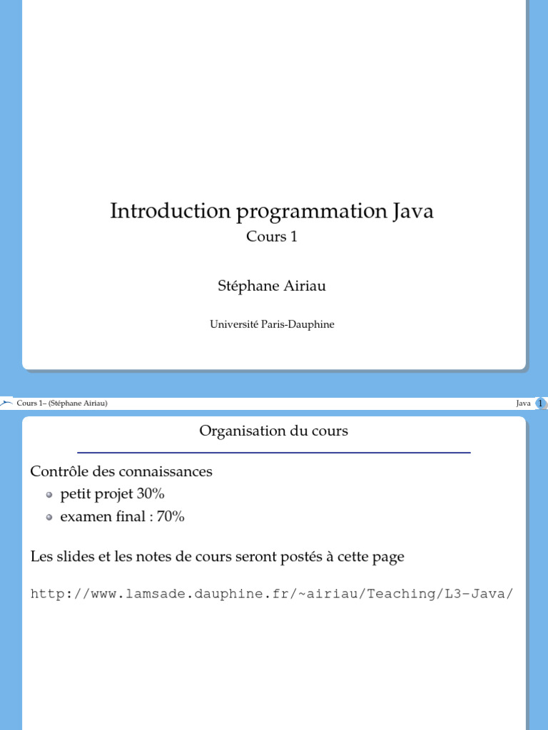 Introduction à la programmation Java | PDF | Classe (informatique ...
