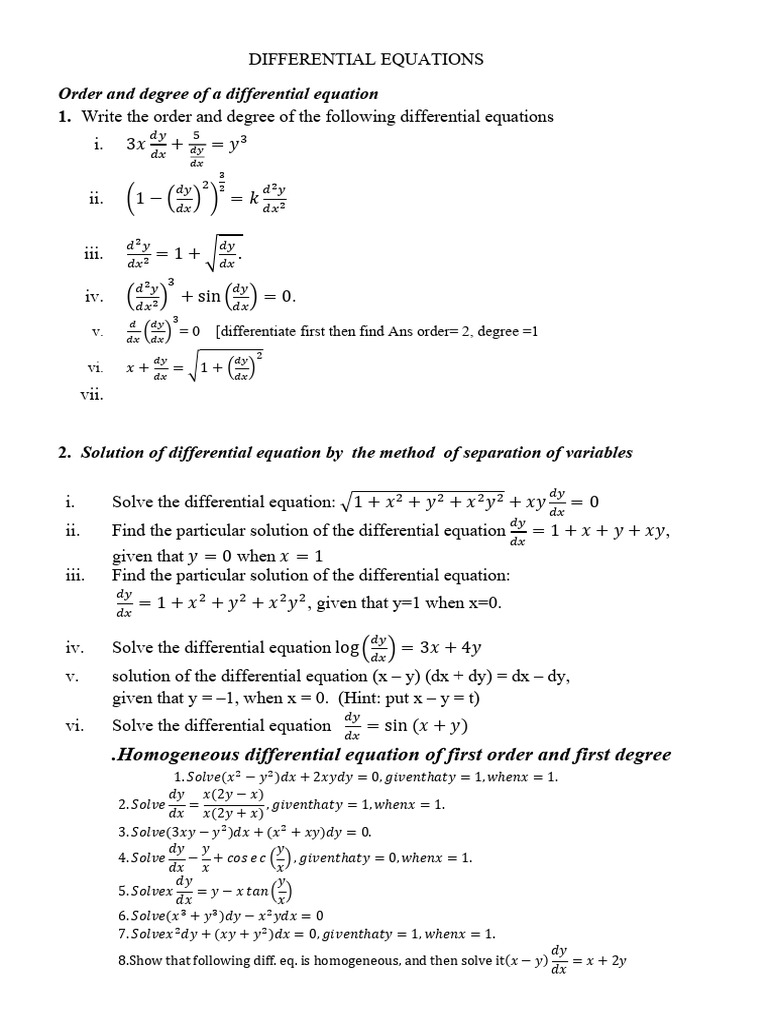 Differential Equations | Download Free PDF | Equations | Ordinary Differential Equation