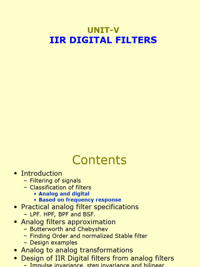 DSP Unit 4 Iir Filters | PDF | Signal Processing | Applied Mathematics