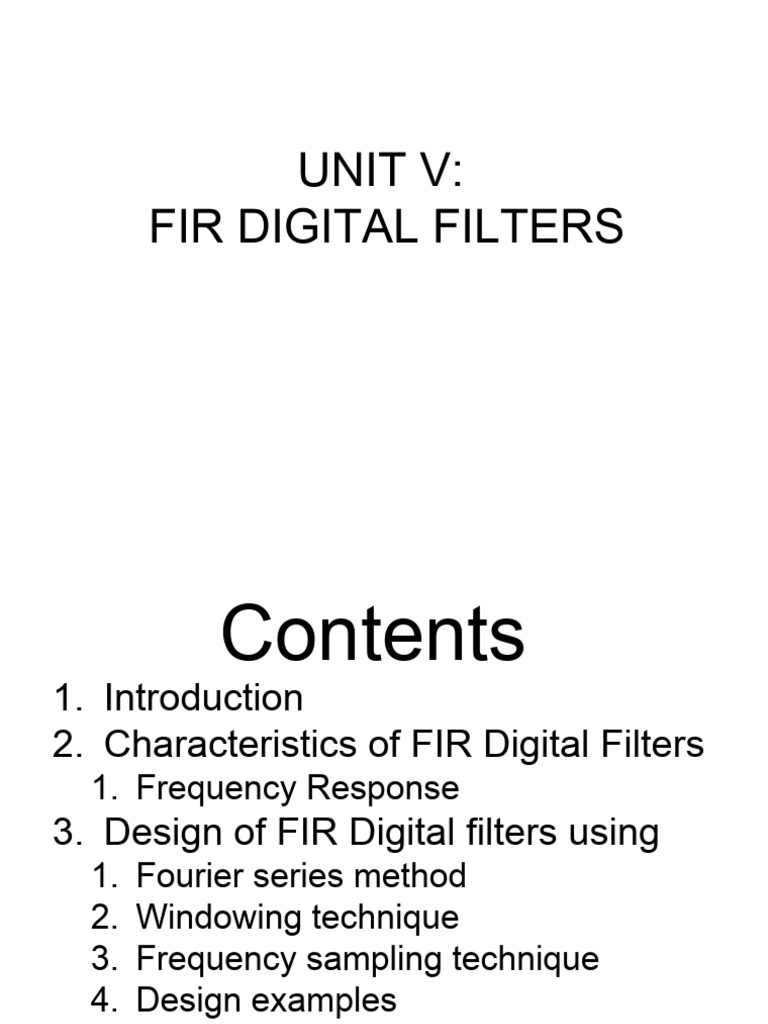 DSP Unit 5 Fir Filter | PDF | Control Theory | Mathematical Analysis