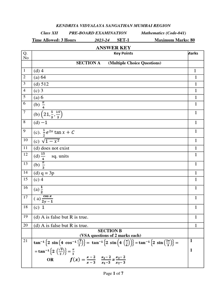 MS 12 Math PB 2023-24 Set 1 | PDF | Mathematics | Mathematical Concepts